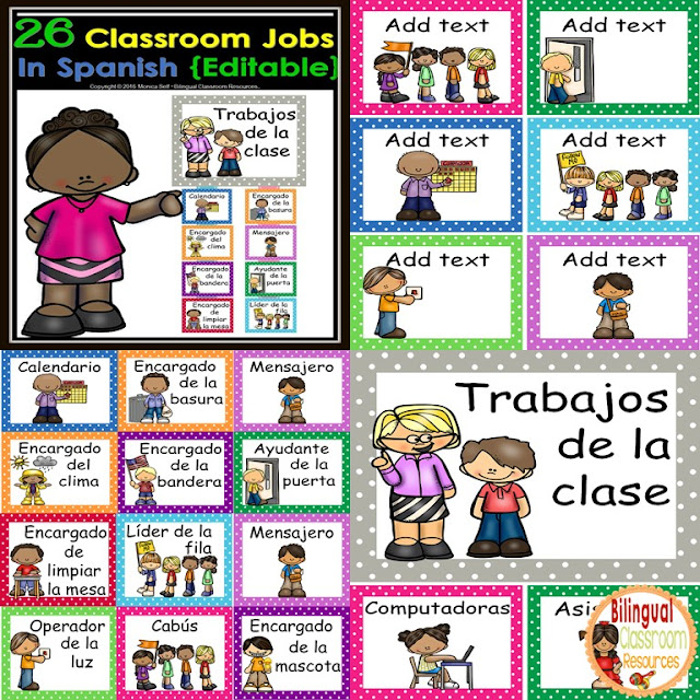 Classroom Jobs/Ayudantes en la clase. | Bilingual Classroom Resources