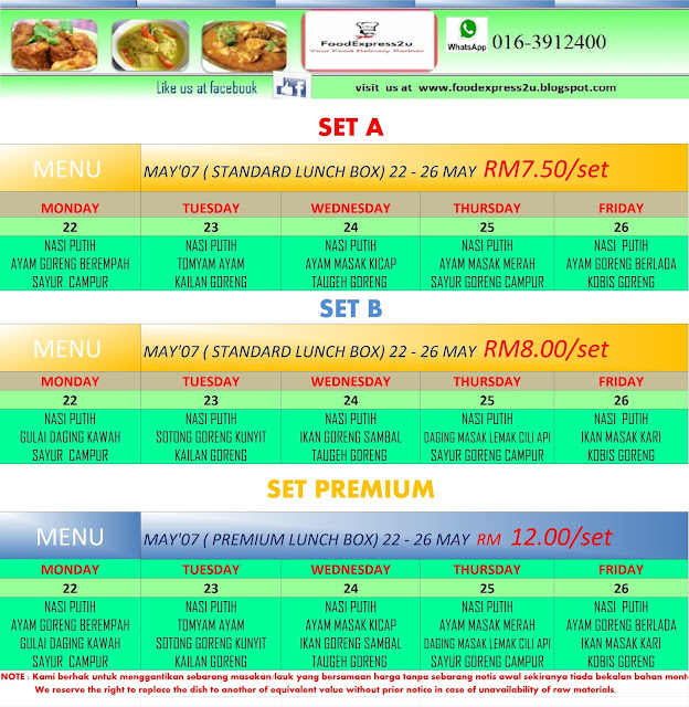 FOOD EXPRESS 2U (FOOD DELIVERY SERVICE IN KL / SELANGOR): MENU MAKAN ...