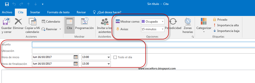 Vba Rellenar Citas Del Calendario De Outlook Desde Excel Excel Foro Un Blog De Excel