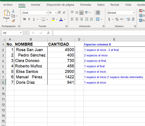 Sanfurgo Eliminar Espacios Al Inicio Y Final De Un Texto En Excel Usando La Ficha Datos Y