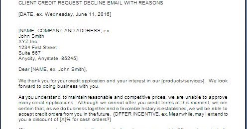 Customer Credit Refusal Letter
