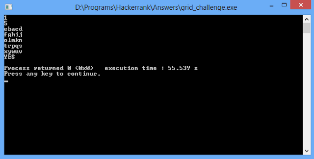 Hackerrank Grid Challenge Solution