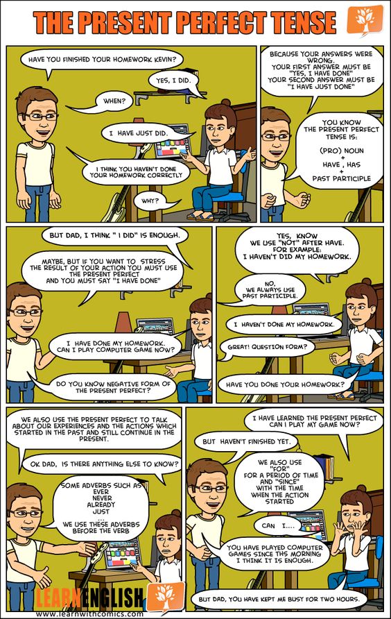 PLAY EVER ENGLISH: Comics About the time verbs