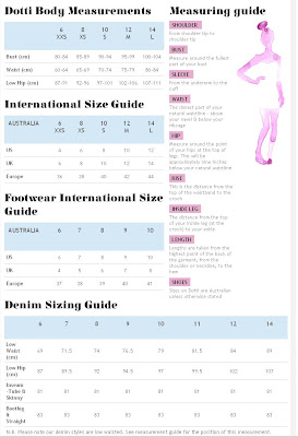 Burdoux: Dotti Size Chart