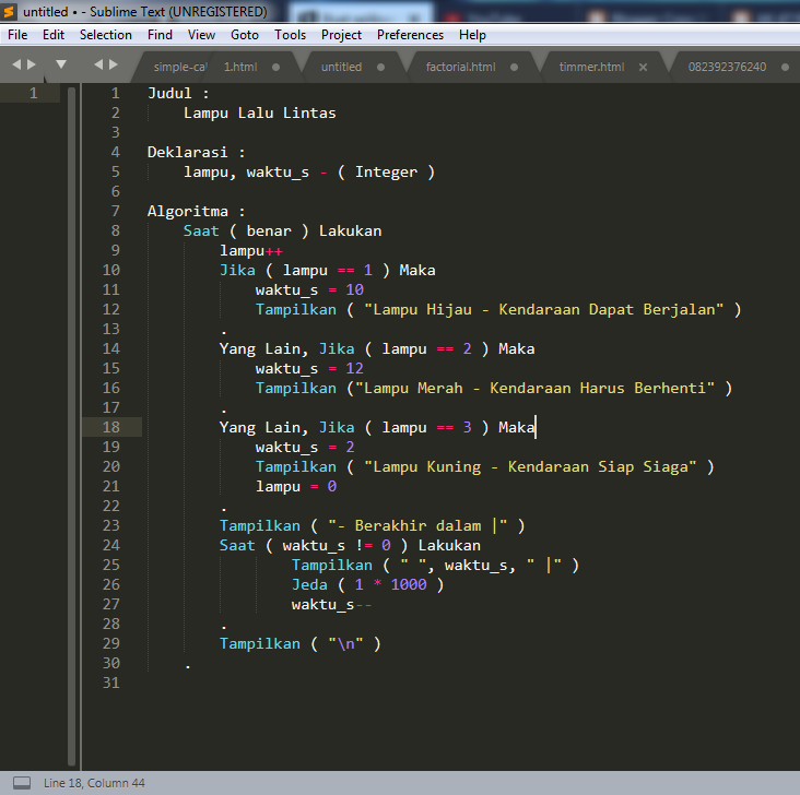Program Lampu Lalu Lintas Sederhana - Cross Reff
