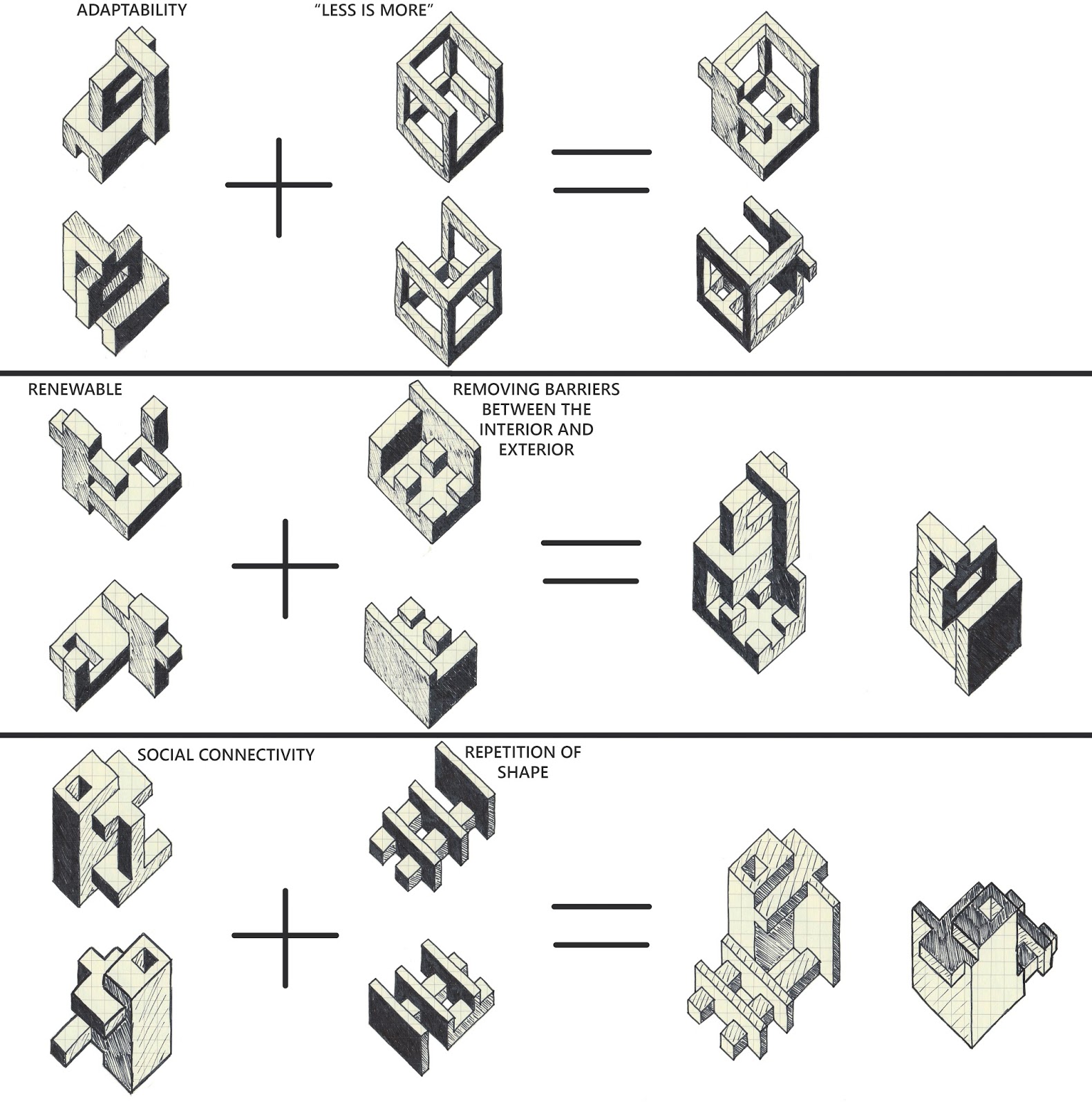 Terrence Feng: 18 SKETCH AXONOMETRICS - PROJECT 2 SUBMISSION