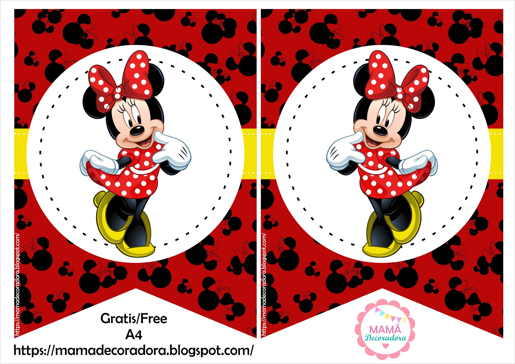 Mamá Decoradora: Kit imprimible de Minnie Mouse Roja