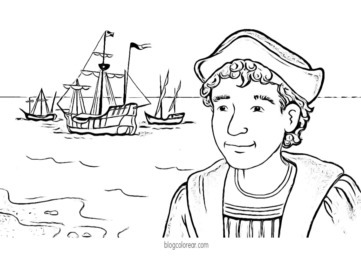 Cristóbal Colón dibujos color - Colorear dibujos infantiles