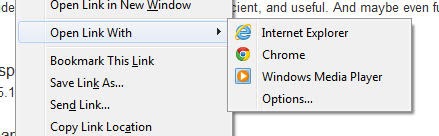 Opening a link of one browser in another browser without opening ...