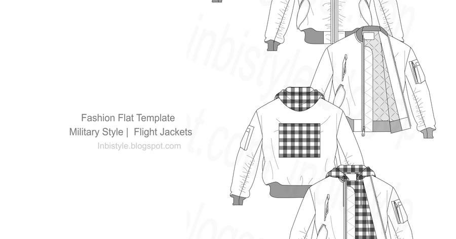 Pilot Style Jacket Flat Drawing Templates