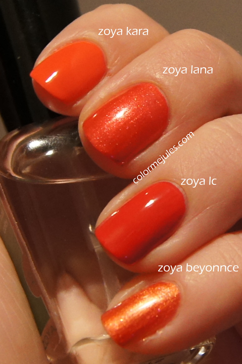 Color Me Jules: Zoya Corals - Kara, Lana, LC, Beyonnce