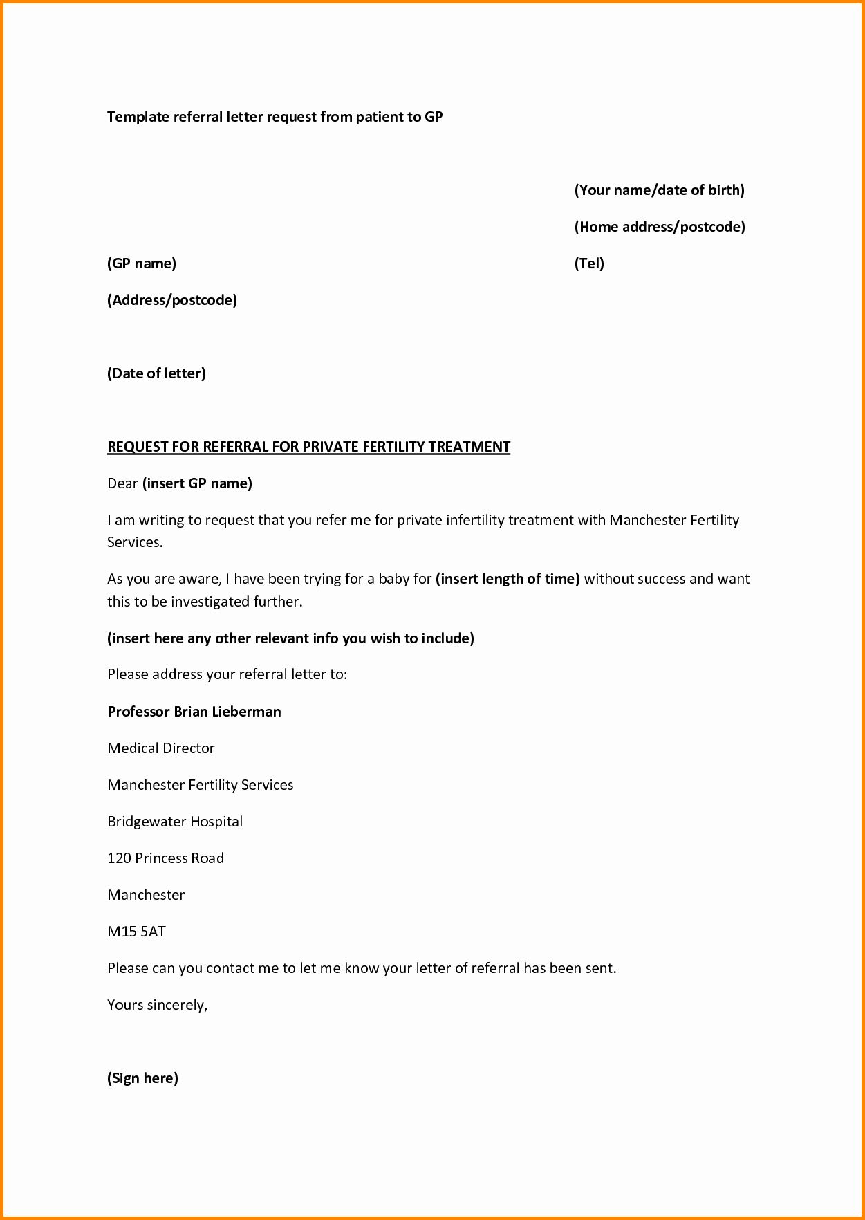 Insurance Referral Letter Template ~ Resume Letter