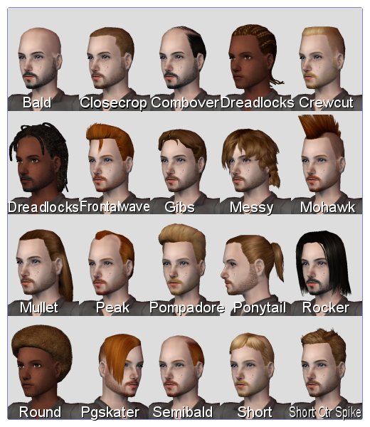 Simthing for Everyone: Base Game Default Hair - Index and Phase 1
