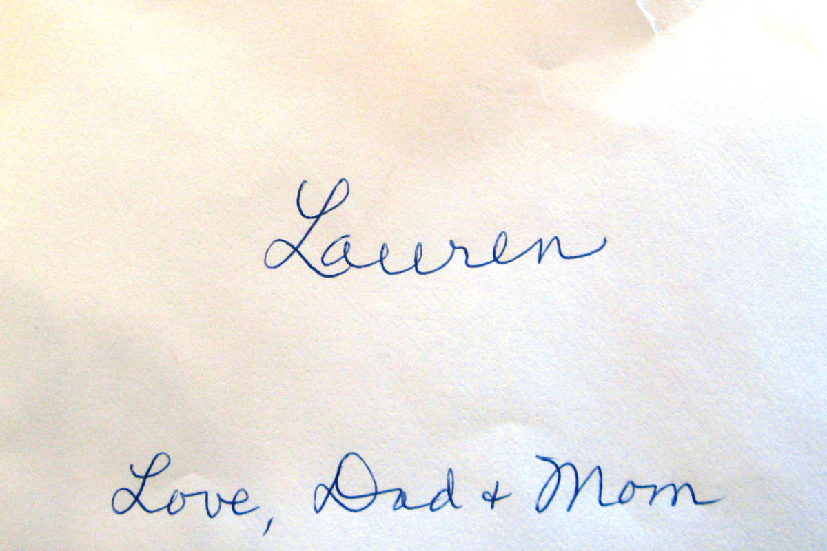 {twin oaks} place: {62} mom's handwriting