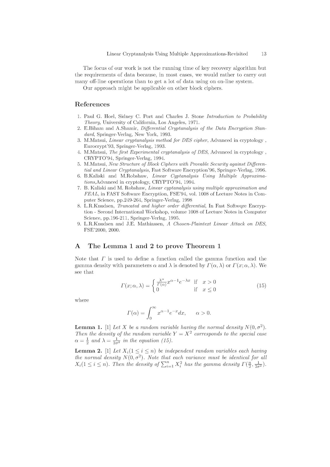 Chodziłem po ziemi..: B. Kaliski Jr., и M. Robshaw, «Linear Cryptanalysis Using Multiple ...