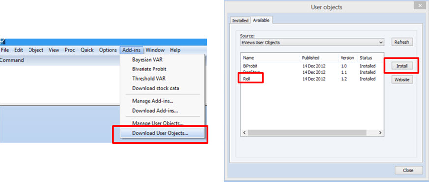 EViews: Rolling Regression