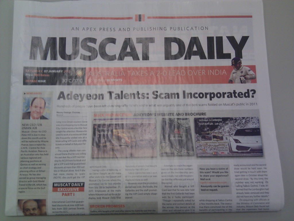 Muscat Daily's scoop on Adeyon Talents - [MM] Muscat Mutterings