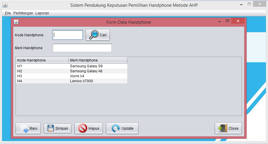 SPK PEMILIHAN HANDPHONE JAVA NETBEANS - Masrizalgroup.com