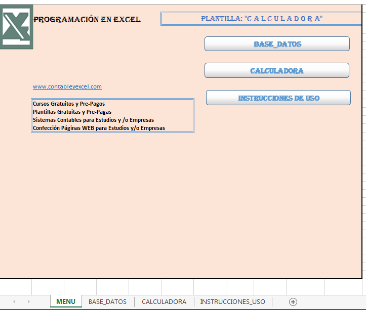 Excel: Cursos y Plantillas Contables: Calculadora