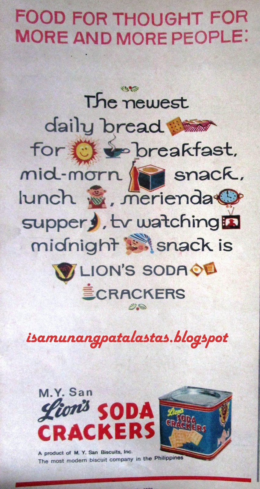 ISA MUNANG PATALASTAS: 251. LION’S SODA CRACKERS by M.Y. San, Print Ads ...