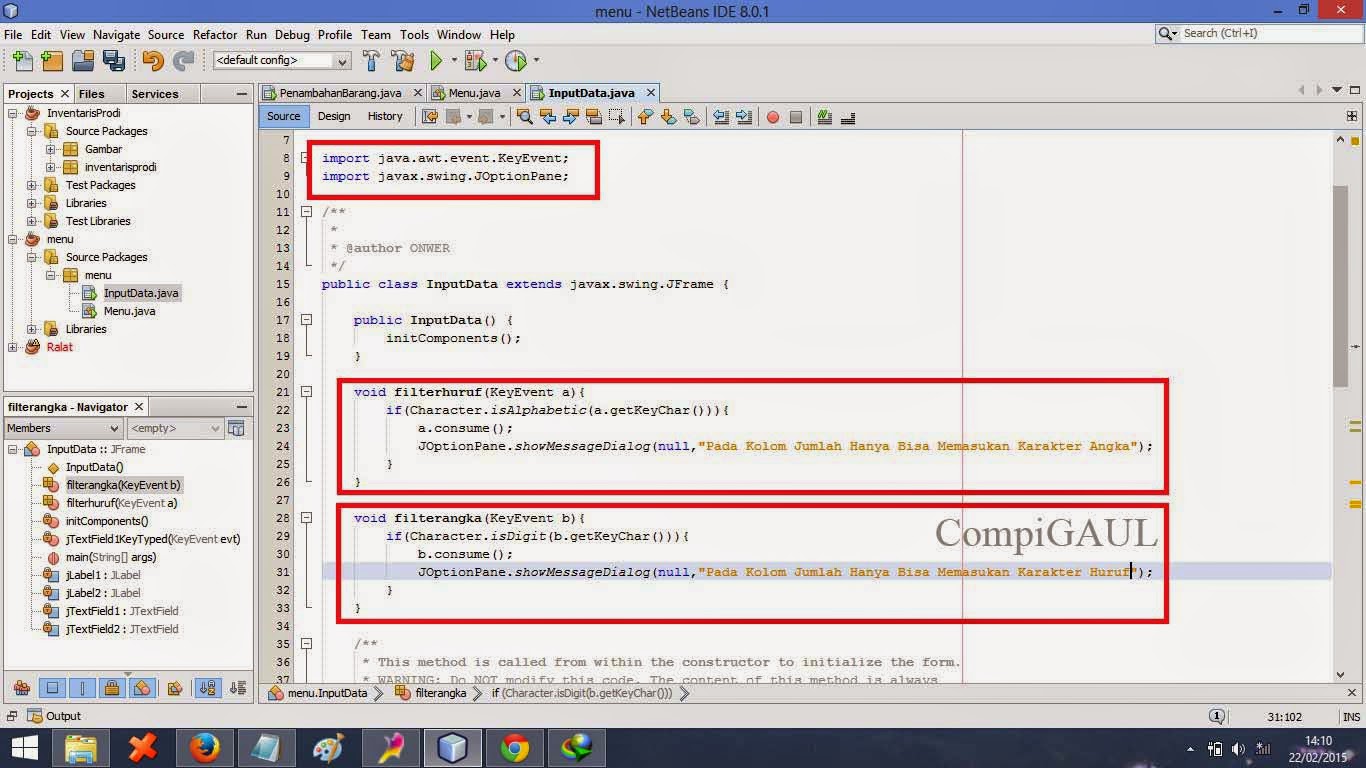 Diary Tugas dan Kuliah : Membuat Input JTextfield Hanya Huruf / Angka ...