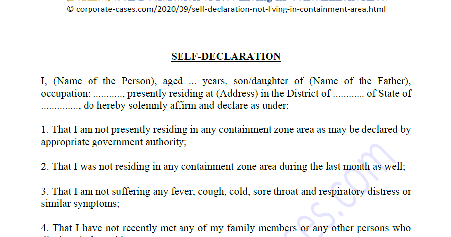 Self Declaration Of Not Living In Containment Area Letter Format self-declaration-of-not-living-in-containment-area-letter-format