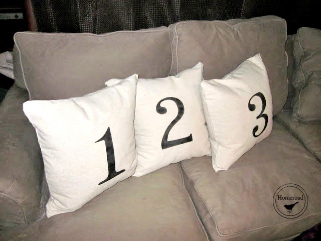 Easy Stenciled Number Pillows