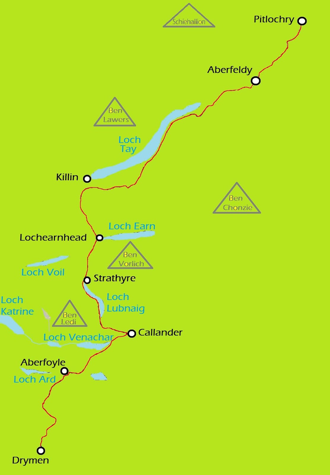 Rob Roy Way: Route Map