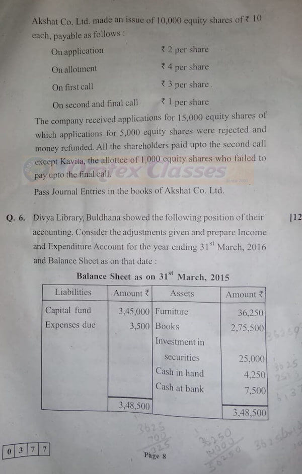 Education: HSC Accounts March 2020 Board Paper With Solution.