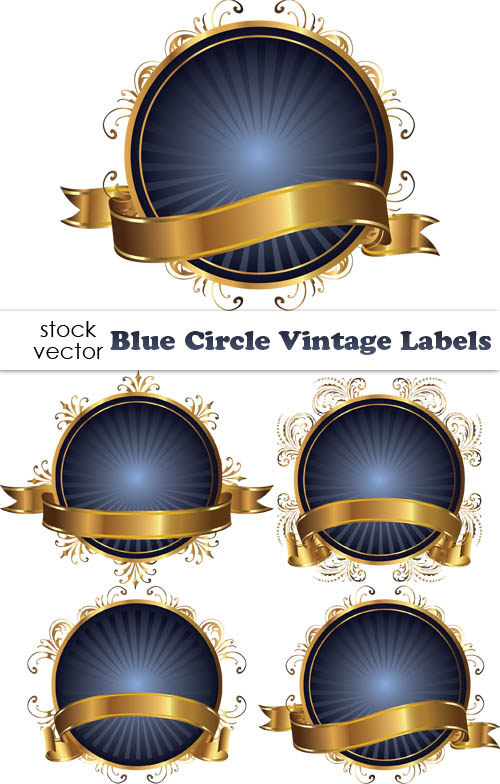 Vectors - Blue Circle Vintage Labels - Adobe Plus