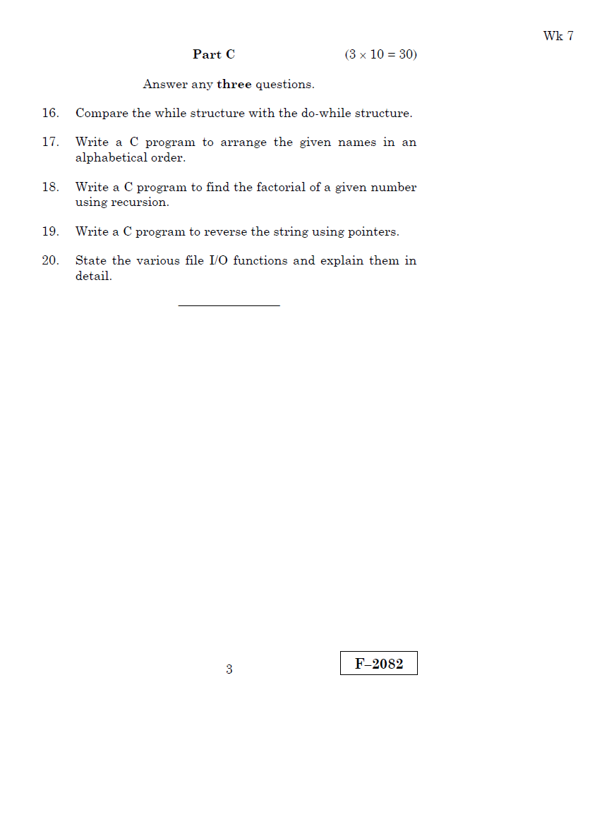 Alagappa University M.Sc.,(CS & IT)- PROGRAMMING IN C APRIL 2019 ...