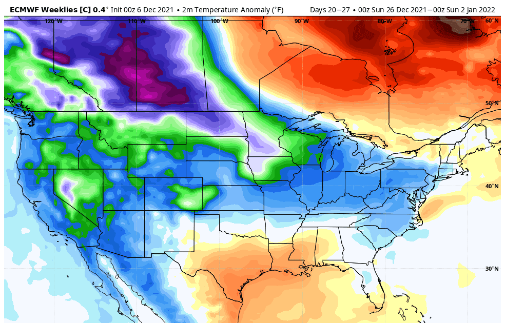 The Weather Centre: Long-Range ECMWF ENS Control Member Shows Frigid ...