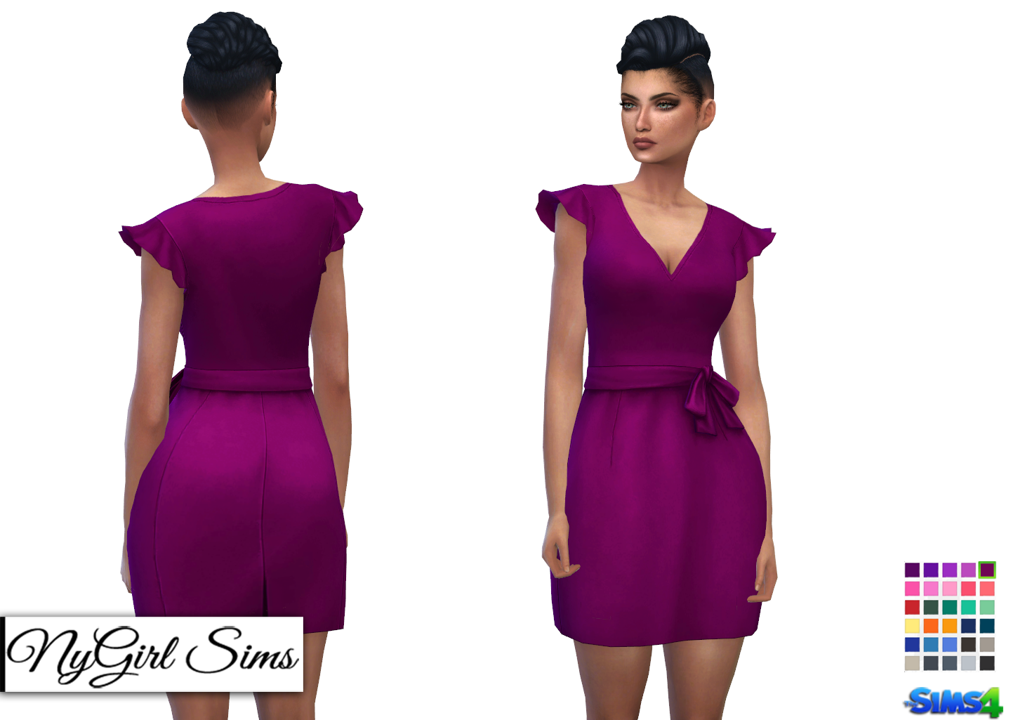 NyGirl Sims 4: Ruffle Sleeve Smock Dress
