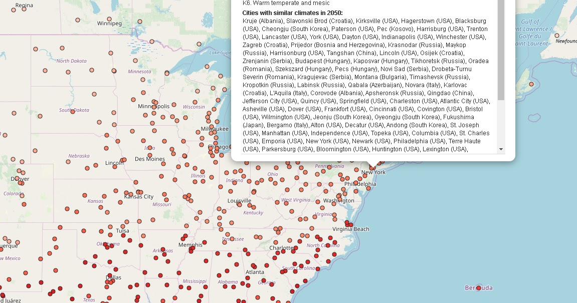 Find cities with a similar climate (2050)