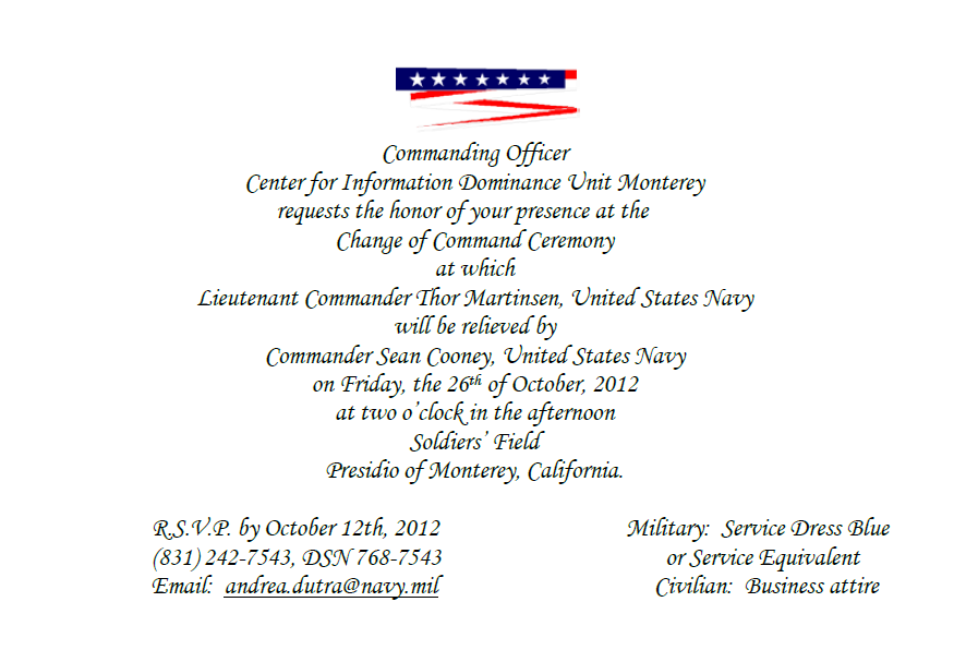 I Like The Cut Of His Jib !!: Change of Command CIDU Monterey