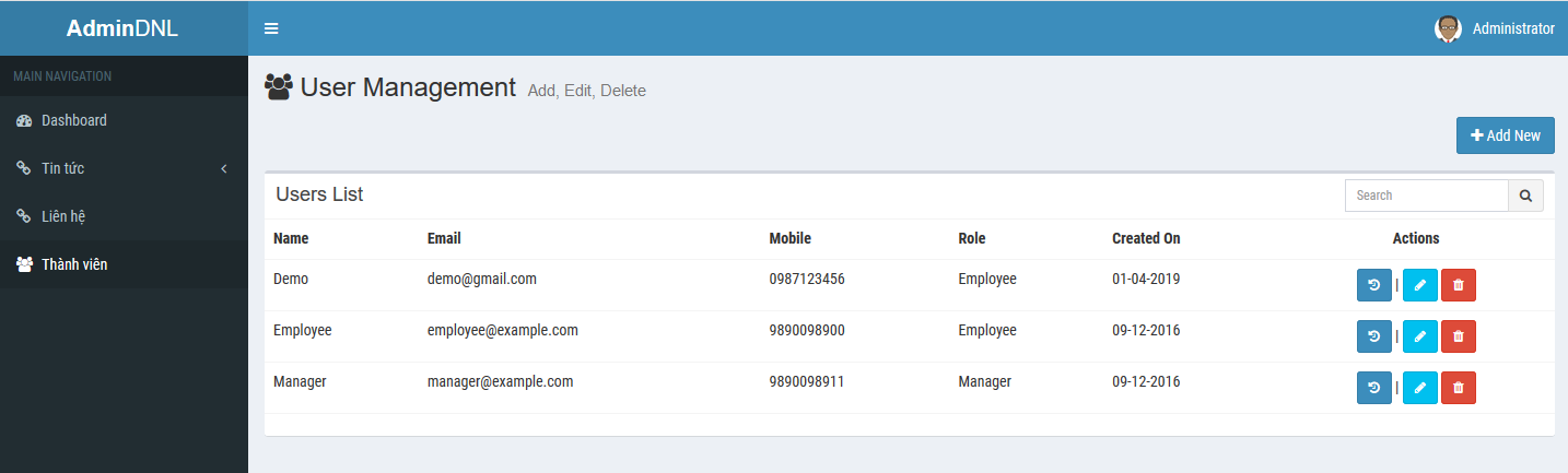 Admin Panel User Management Using CodeIgniter