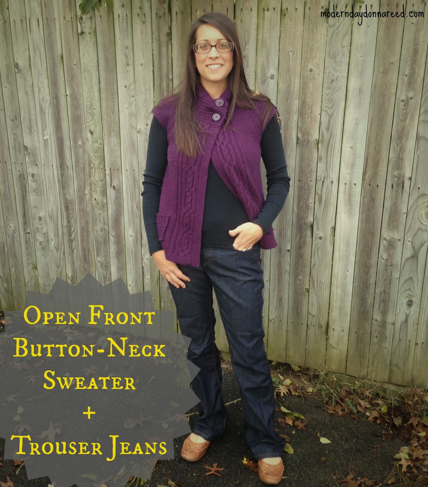 Pinterest Picture Perfect Challenge: Open Front Button Neck Sweater ...