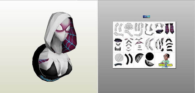 Papercraft Busto de Parede Spider Gwen - Unfold Brazil