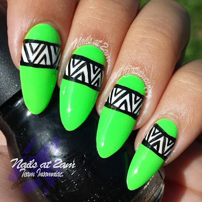 Nails At 2am: "Inspired By" NOTD: Hot Pink Aztec Cut Out Nails