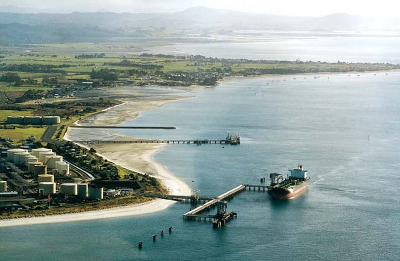 Petroleum Refinery at Marsden Point Port, Whangarei, Northland.
