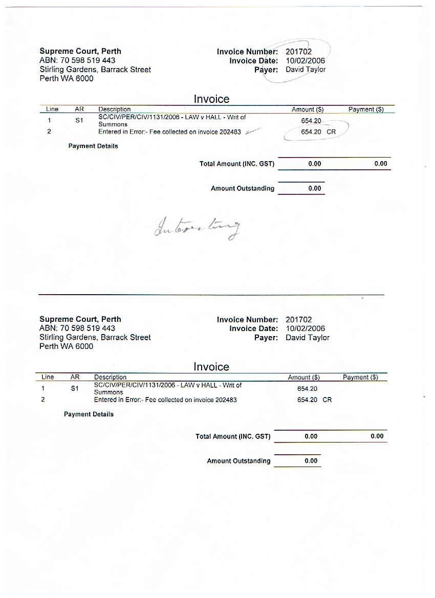 NICHOLAS N CHIN: INVOICES AND RECEIPT OBTAINED FROM THE SUPREME COURT ...