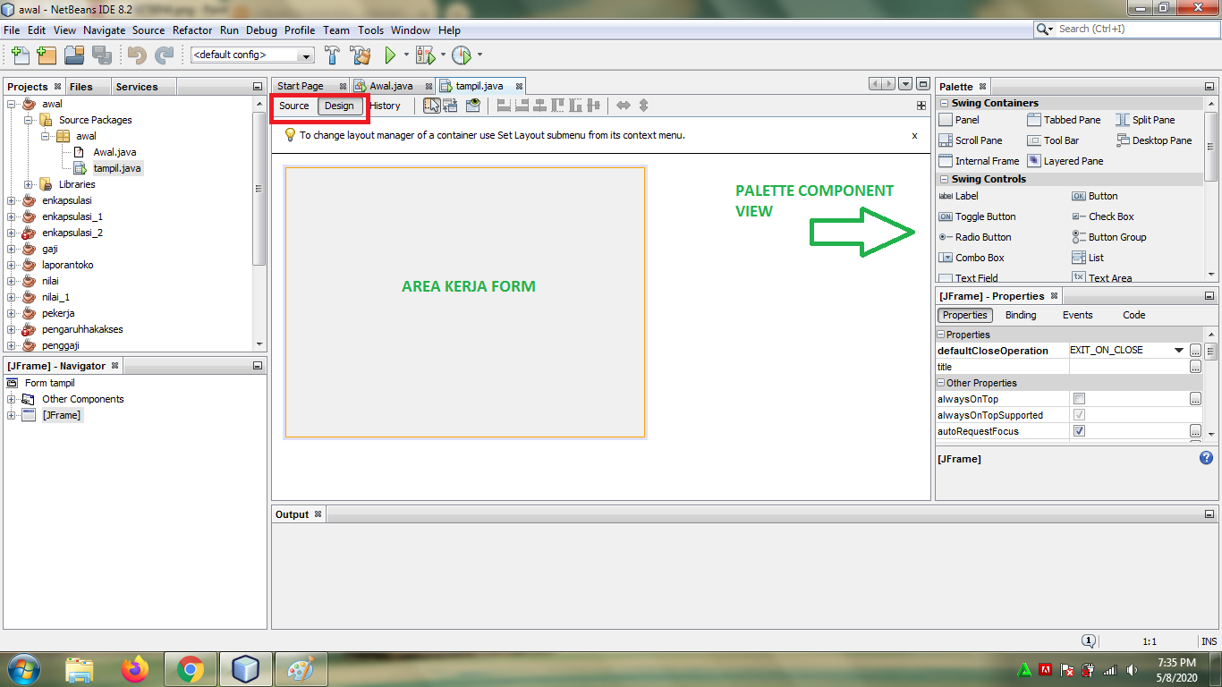 STRUKTUR KONTROL USER INTERFACE NETBEANS