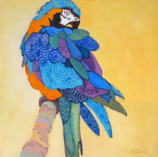 Daily Painters Abstract Gallery: Abstracted Parrot Painting, "Preening ...