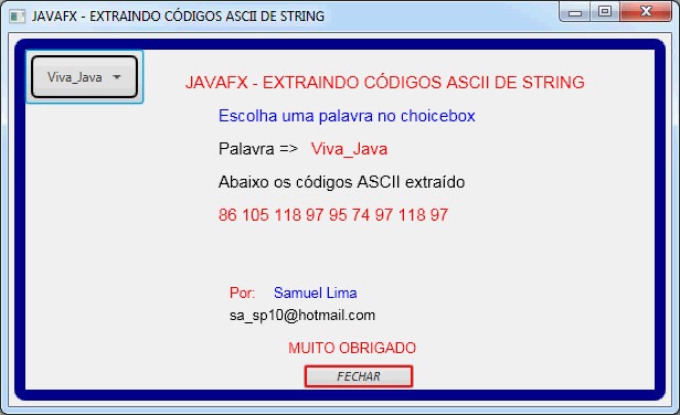 Samuel Lima Programador C C Java Javafx Extraindo Códigos Ascii De String