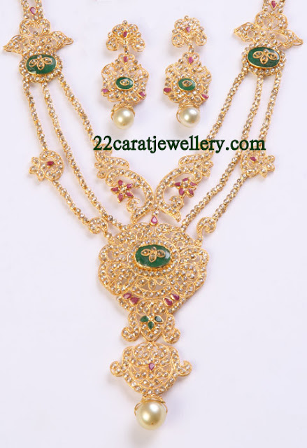 Multi Layers Uncut Diamond Long Chain Gallery - Jewellery Designs