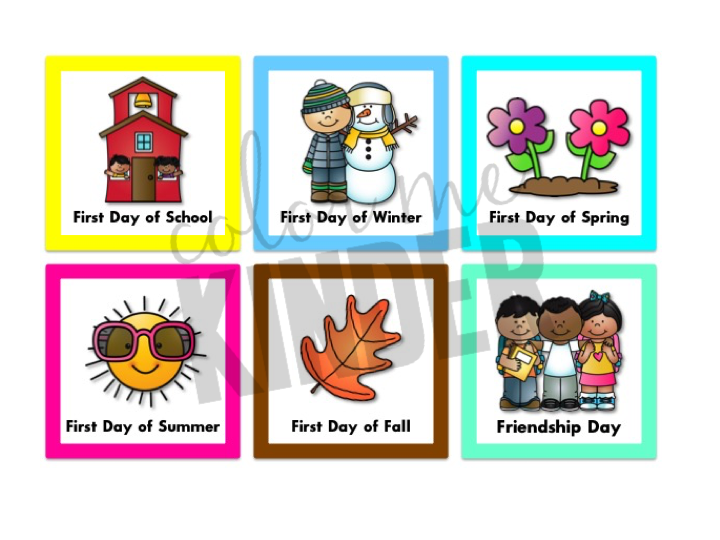 Holiday & Special Days Calendar Cards | Color Me Kinder