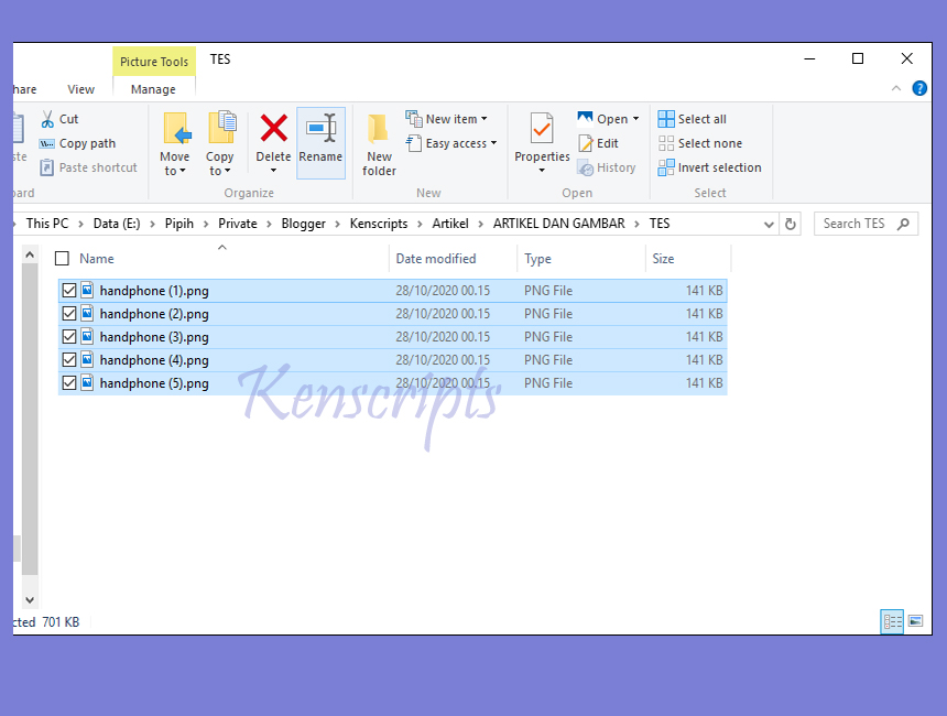 Cara mengganti nama file banyak sekaligus (SEKALI KLIK!!) - Kenscripts Cara mengganti nama file banyak sekaligus (SEKALI KLIK!!) - Kenscripts
