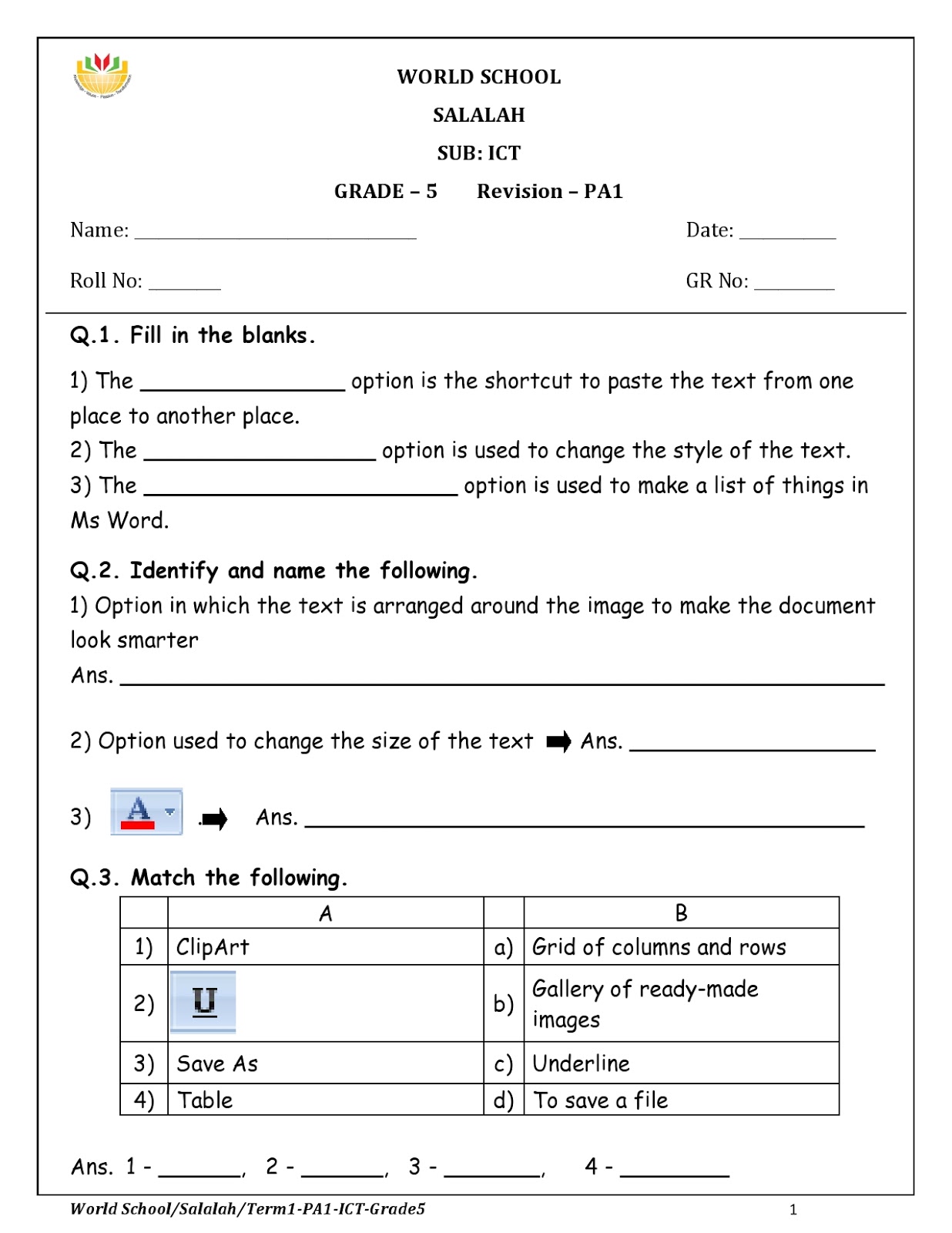 Birla World School Oman Revision Worksheets For Grade 5 As On 26 10 2017 birla-world-school-oman-revision-worksheets-for-grade-5-as-on-26-10-2017