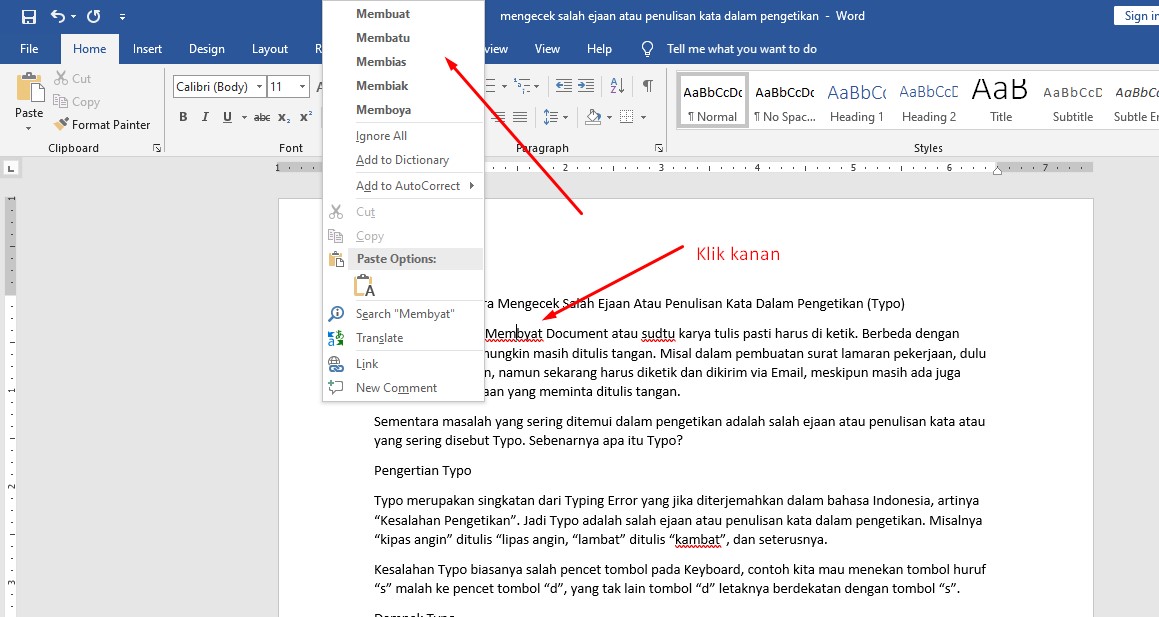 2 Cara Mengecek Typo Secara Otomatis di Microsoft Word - satutitiknol.com