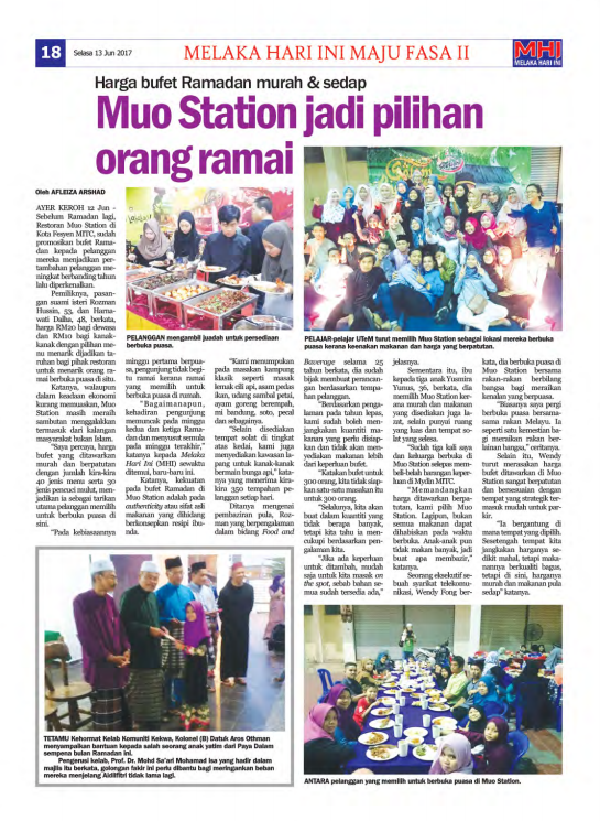 TOURISM MELAKA: RESEPI IBUNDA DI MUO STATION